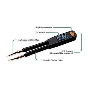 LCR Research Pro1 Plus - 100KHz LCR Meter with 0.1% Accuracy/LED Tester/ESR Meter/Smart SMD Tweezers