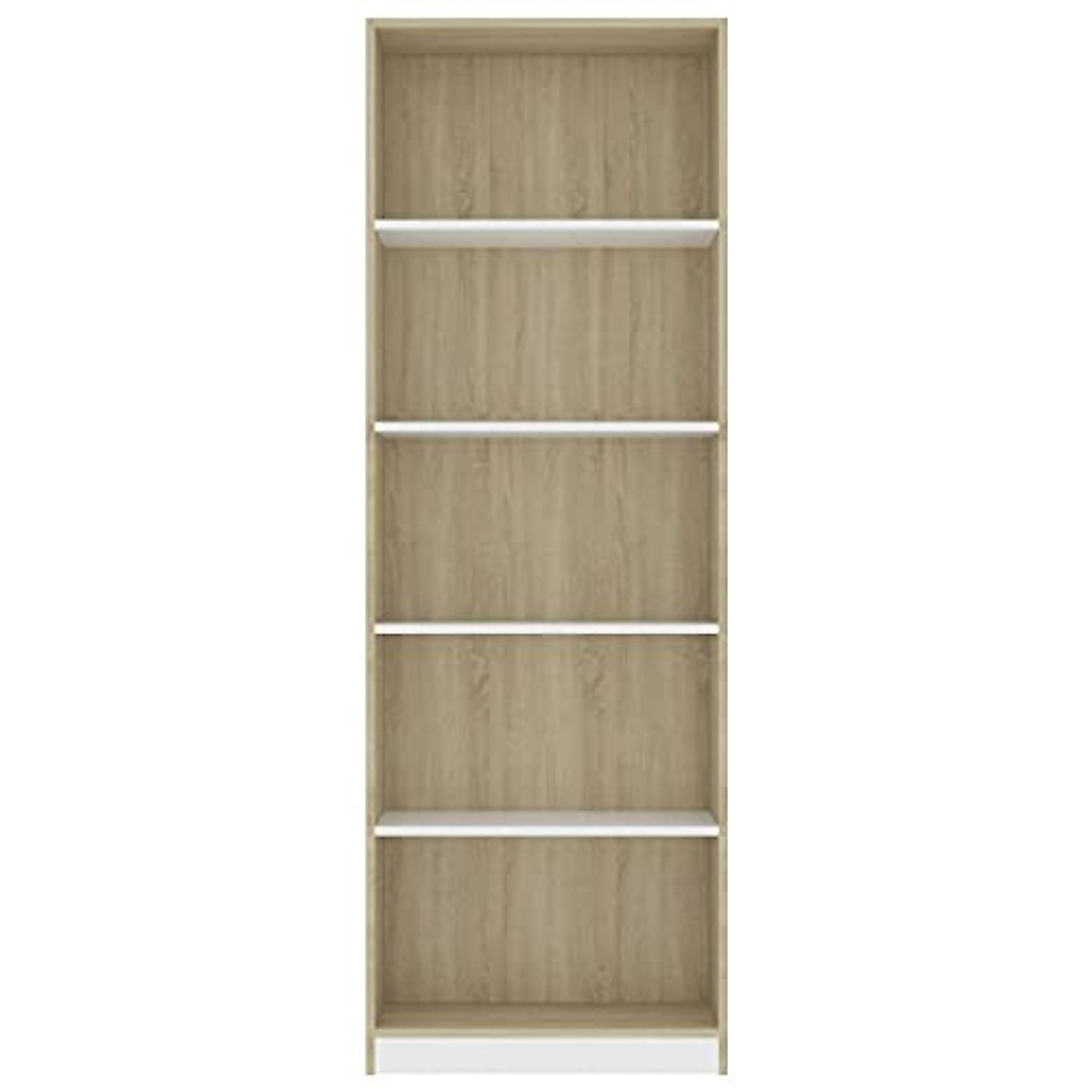 Modern Style,5-Tier Bookshelf,bookcase,Storage Shelf,Display Rack,shelving unit,for Living Room,Bedroom,Dining room,Kitchen,Study,Hallway,Bathroom,White and Sonoma Oak 23.6"x9.4"x68.9" Chipboard