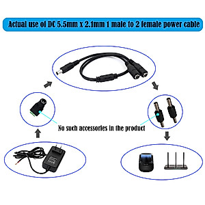 GINTOOYUN DC Y Splitter Cable 1 Male to 2 Female,5.5mm x 2.1mm DC Power Extension Adapter Cable,for CCTV Surveillance Cameras,Surveillance Routers,DVR,and More（2PCS