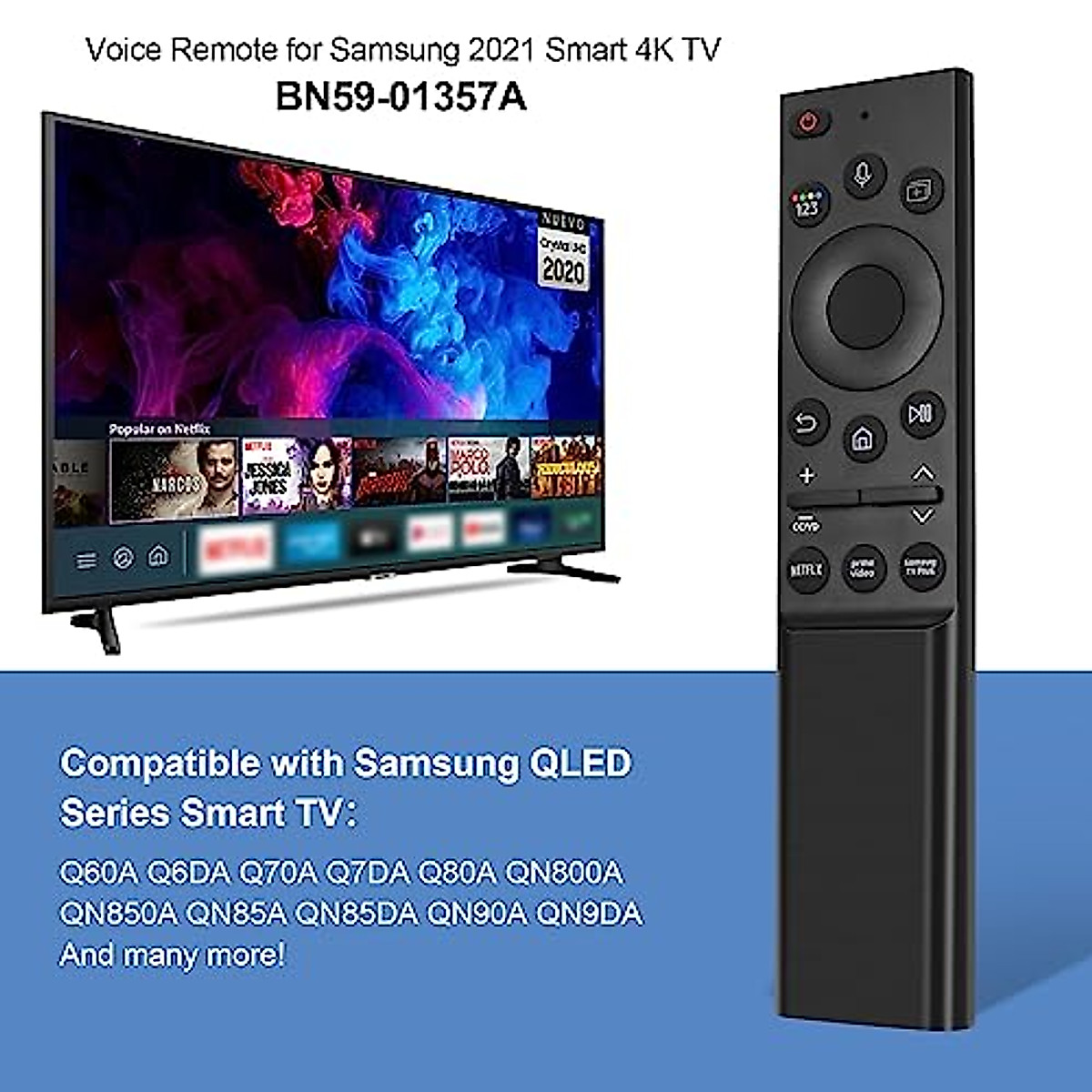 2021 Model BN59-01357A Replacement Voice Remote Control fit for Samsung Smart TVs Compatible with Samsung QLED Series Smart TV Also BN59-01357F BN59-01357P Full Function Replacement