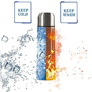 Vacuum Insulated Bottle with Cup and Bag, 16.9oz Stainless Steel Coffee Thermos for Hot and Cold Drinks, Thermos Flask for Hiking, Biking, Camping, Travel, Car, Home and Office (Khaki)