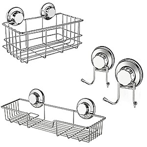 iPEGTOP Suction Cup Shower Caddy and Hooks