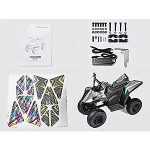 HYPER GOGO Electric Quad ATV for Kids,13" Tires Four-Wheeled Off-Road Vehicle,36V 350W Motor up to 10 Miles(White)