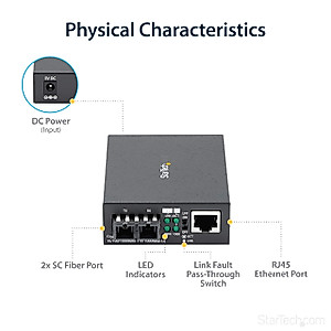 StarTech.com Singlemode (SM) SC Fiber Media Converter for 10/100/1000 Network - 10km - Gigabit Ethernet - 1310nm - w/Auto Negotiation, TAA (MCMGBSCSM10)