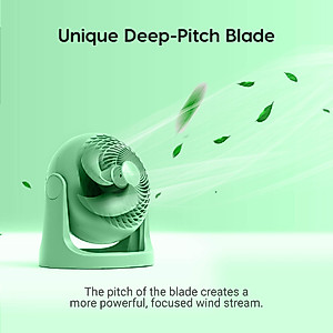 IRIS USA WOOZOO Fan, Circulator Fan, Table Air Circulator, Desk Fan, Fan for Bedroom, 3 Speeds, 52ft Max Air Distance, 11.5 Inches, 360° Adjustable Tilt, 30 db Low Noise, Green