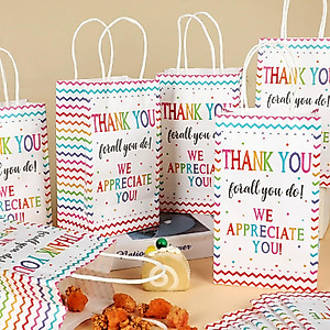 CHUNNIN 12 Pcs We Appreciate You Paper Gift Bags Thank You for All You Do Goodie Bag Be Thankful to Teacher Doctor Staff Treat Bag Decoration for Thank You Party Favors Congratulations Supplies