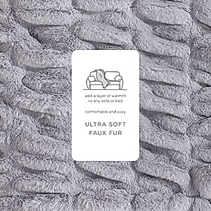 Casual Chic Lapin Ultra Fine Faux Fur Throw Blanket - Luxurious, Chic, Soft and Cozy 400 GSM Microfiber Blanket for Couch and Bed - 50” x 60” (Gray)