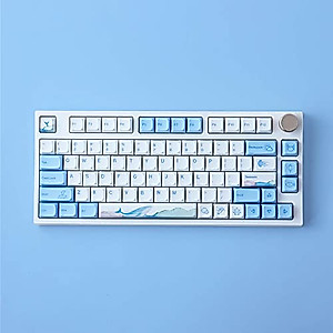 Hyekit PBT Keycaps 137 Keys Melody of The Sea Keycaps Dye-Sublimation Cute Keycaps XDA Profile for Cherry Gateron MX Switches Mechanical Keyboards