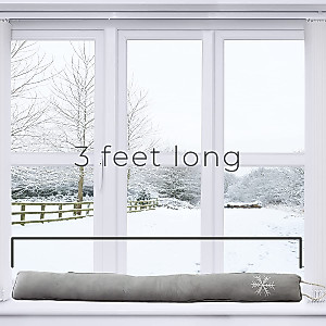 Simply Genius Cold Weather 36 Inch Door Snake Draft Stopper - Wind Blocker for Door Bottom and Window Draft Stopper - Gray Window Wind Blocker