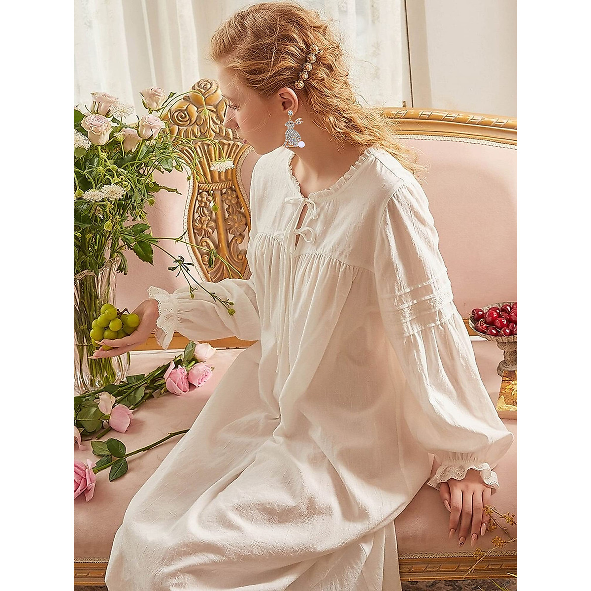 NVENF Easter Earrings Rhinestone Rabbit Bunny Dangle Earrings for Women Statement Spring Themed Drop Earrings Holiday Jewelry Gifts (Silver)