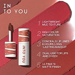 INTO YOU Matte Lipstick for Women, Matte Red Lipstick Long Lasting, Multi-Purpose for Lips and Cheek, Non-Stick Cup Not Fade Lip Stain Makeup Cosmetics Official Directly (EM08)
