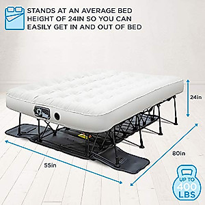 Ivation EZ-Bed (Full Size) Air Mattress with Frame & Rolling Case, Self Inflatable, Blow Up Bed Auto Shut-Off, Comfortable Surface AirBed, Best for Guest, Travel, Vacation, Camping