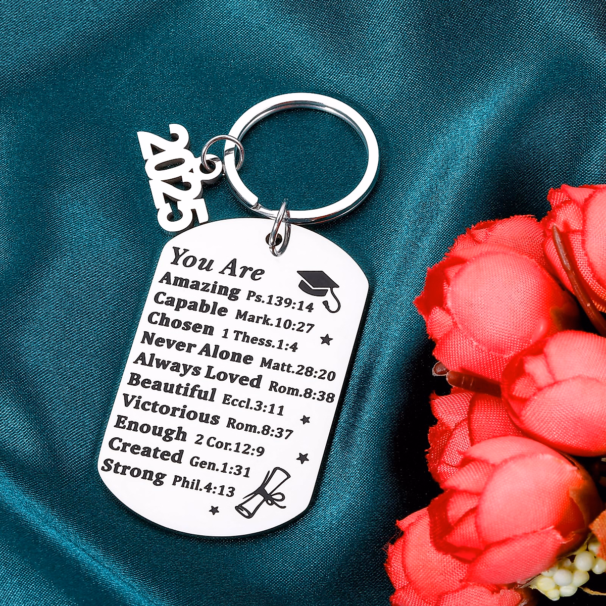 2025 Graduation gifts for Him Her Class of 2025 Keychain Graduation Gifts for Women Men Middle senior High School College Grad Student Nurse Daughter Son Degree Inspirational Religious Christian gift