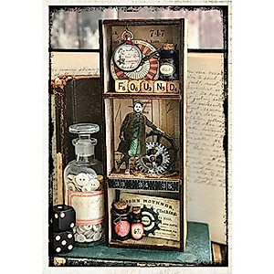 Tim Holtz Idea-Ology Structures Vignette Wooden Divided Drawer 3.5 x 10 inches with 3 Compartments, 1-Pack with 1 Drawer and 2 Movable Dividers per Pack, Bundled with Artsiga Crafts Storage Bag