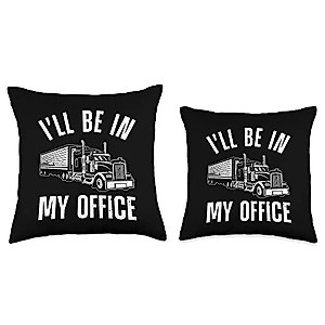 Truck Driver Gift For Trucker Accessories & Stuff Cool Trucker for Men Dad Semi Driver Mechanic Trucking Throw Pillow, 18x18, Multicolor