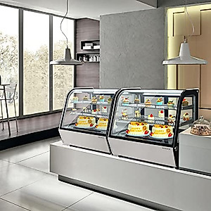 ROVSUN 4.2 Cu.Ft. Commercial Display Refrigerator, Refrigerated Display Case Countertop Pastry Display Case w/LED Lighting Air-cooling Automatic Defrost Rear Sliding Door for Cafe Restaurant