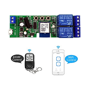 Newgoal 2 channelsWiFi Wireless Smart Switch Inching Self-locking Relay Module, be applied to access control Tuya SmartLife APP,DIY WIFI Garage Door Opener With 433 MHz RF remote control