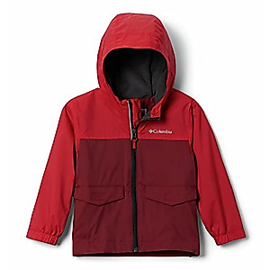 Columbia Big Boy's Rain-Zilla Jacket, Waterproof, Reflective Outerwear, red jasper/mountain Red, Medium