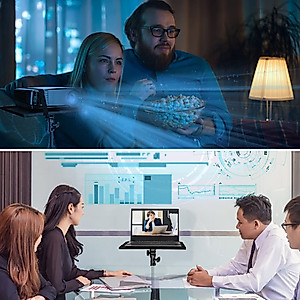 SanLead Projector Laptop Tripod Stand, Portable Tripod Shelf DJ Laptop Stand Height Adjustable Up to 54 Inches Projector Mount with Gooseneck Phone Holder, Detachable Universal Tripod Stand, Black