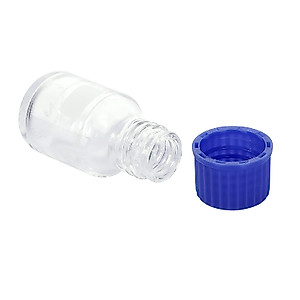 Pastein 10 Pieces 25 mL Graduated Round Reagent Media/Storage Glass Bottle With GL25 Blue Polypropylene Screw Cap