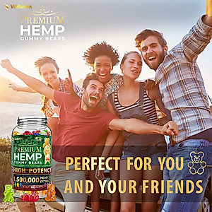 WELLUTION Hemp Gummies 1,500,000 XXL High Potency - Fruity Gummy Bear with Hemp Oil. Natural Hemp Candy Supplements with Vitamins and Fatty acids
