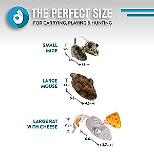 OurPets Play-N-Squeak Twice the Mice Cat Toy, 2pc (Interactive Cat Toy, Catnip Toy, Catnip Toys for Cats, Real Mouse Electronic Sound, Catnip, Cat Toys)