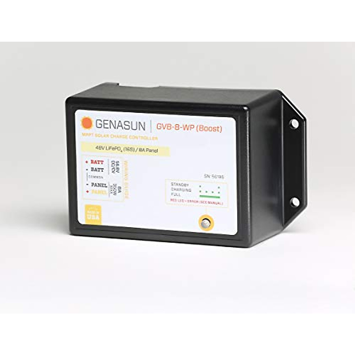 Genasun GVB-8-Li-56.8V-WP, 8 A (Input) 350 W Solar Panel, Waterproof Voltage Boosting MPPT Solar Charge Controller for 48 V Nominal 16S LiFePO4 Batteries (Golf Carts, Electric Boats, etc.)