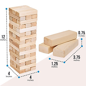 Pennsylvania Woodworks Maple Tumble Tower Game - Heavy Duty Timber Tower Wooden Block Set - Stackable Hardwood Blocks - Tabletop & Outdoor Family Games - Maple Hardwood