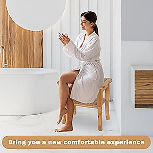 kinsuite Bamboo Shower Bench and Bath Chair Seat Corner Shower Stool for Indoor & Outdoor