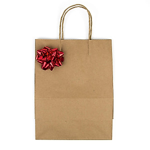 QUIDDITY WARE Paper Bags with Handles 100pcs-[8x4.5x10.5] Bulk. For Gift Bags, Wedding Bags, Party Bags, Shopping Bags, Kraft Bags, Retail Bags
