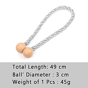 Fenghuangwu 2 Pack Magnetic Curtain Tiebacks for Drapes,Outdoor Elegant Decorative Tie Backs Weave Holdbacks for Blackout Sheer Window Treatment, Upgrade (Silver, Ball)