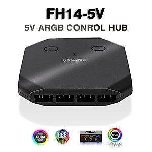 novonest Fan Hub,PWM 4PIN&5V 3PIN Addressable RGB Fan Controller,Powering Up to 14 Fans,with SATA Interface Power Supply,Reset Button line,FH14-5V