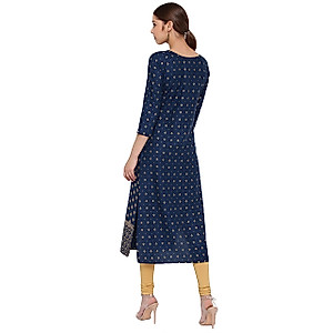 Janasya Indian Women's Blue Rayon Kurta