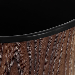 Cabilock Vintage Plastic Trash Can Wood Grain Waste Basket 7L Open Top Garbage Bucket Rubbish Bin Round Garbage Can Farmhouse Container for Kitchen Bathroom Office Under Desk