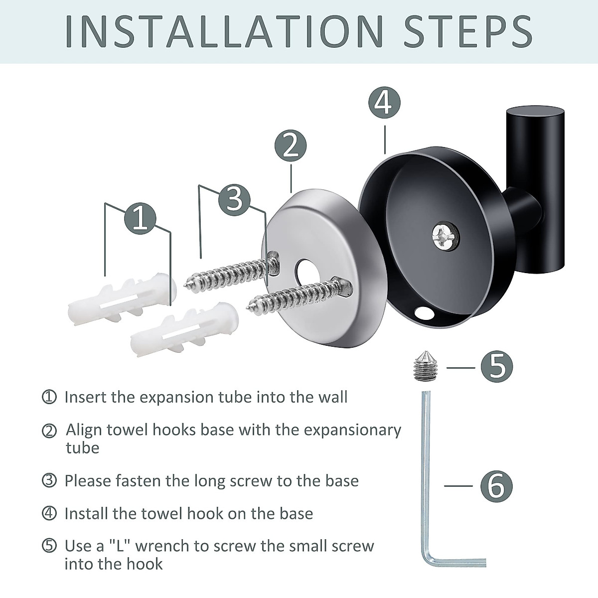 Moptrek Hooks, Bathroom Hook SUS 304 Stainless Steel Heavy Duty Door Hanger Coat Robe Clothes Modern Wall Hook Holder for Bathroom Kitchen Bedroom Pool Hotel 4 Packs (Matte Black)