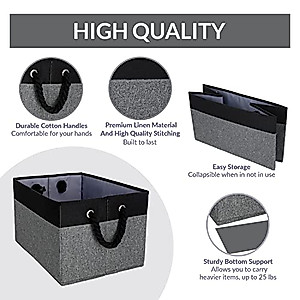 SAM AND MABEL Large Fabric Storage Baskets for Organizing - 16.5"(L) x 11.8"(W) x 9.8"(H) Pack of 3 Toy Organizers and Storage Bins, Collapsible Storage Bins for Shelves (Warm Black and Gray)