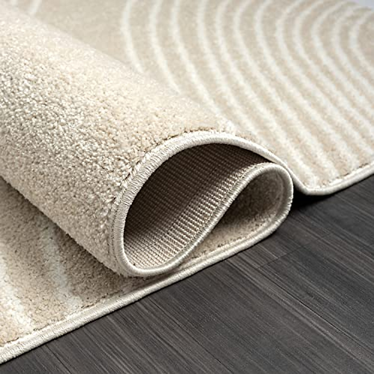 Abani Nuevo Collection Area Rug - Transitional Beige/Cream Design -5'3" x 7'6" - Easy to Clean - Durable for Kids & Pets - Non-Shedding - Medium Pile - Soft Feel - for Living Room, Bedroom