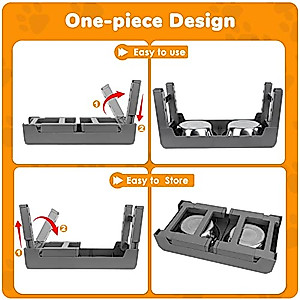 URPOWER Elevated Dog Bowls 4 Height Adjustable Raised Dog Bowl with 2 Stainless Steel Dog Food Bowls Non-Slip Dog Bowl Stand Adjusts to 3.2”, 8.7”, 10.2”, 11.8” for Small Medium Large Dogs and Pets