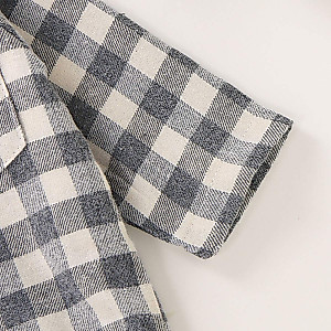 HZYKOK Toddler Boy Clothes Baby Girl Bodysuit Long Sleeve Romper Yellow and Black Plaid Shirts Blouse with Pocket Cute One-Piece Jumpsuit Play Wear Clothing