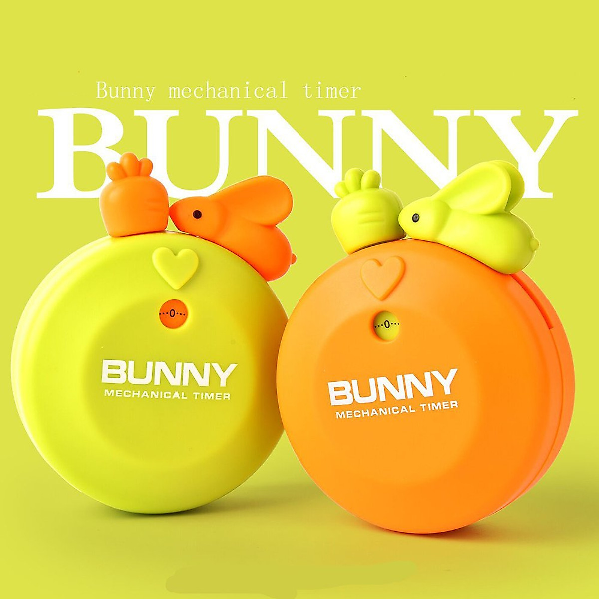 Golandstar Cute Cartoon Bunny Timers 60 Minutes Mechanical Kitchen Cooking Timer Clock Loud Alarm Counters Mini Size Manual Timer (Rose)