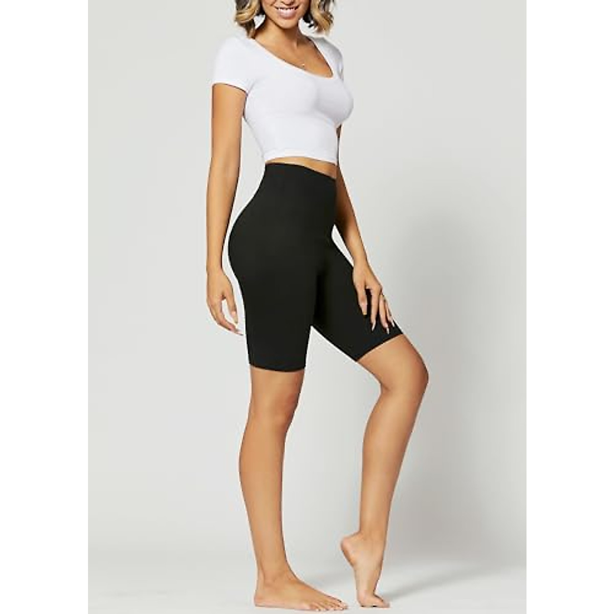 Conceited Biker Shorts Women - Soft - High Waist Tummy Control - Essential - Regular and Plus Size - Black - Small - Medium