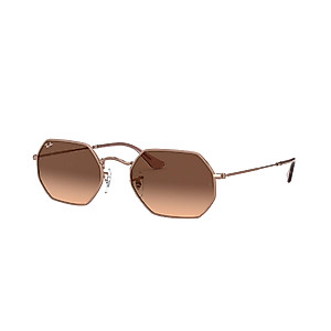 Ray-Ban RB3556N Octagonal Flat Lens Sunglasses, Copper/Pink Gradient Brown, 53 mm