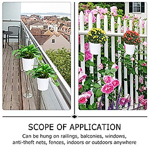 Cabilock 8pcs Metal Iron Hanging Flower Pot Garden Pots Balcony Planters Metal Bucket Flower Holders Detachable Hook for Railing Fence Window Patio
