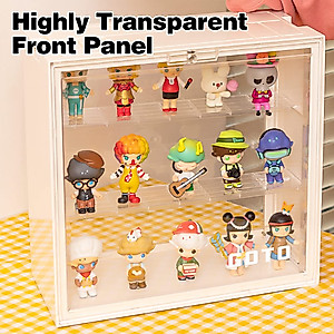 GOTO Clear Assemble Display Box, Doll Display Storage Case, Stackable Show Case for Pop Mart, Garage Kits, Action Figures, Lego, Collectibles, Toys, Cosmetics (1 Box with 2 Partitions)
