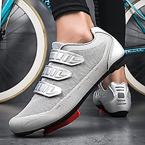 Mens Womens Indoor Cycling Shoes Compatible with Peloton Bike Shoes Cycling Shoes with Delta Cleats Clip Outdoor Pedal SPD Road Bike Shoes,Gray