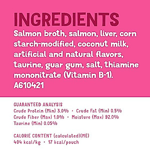 Purina Friskies Pureed Cat Food Topper, Lil’ Shakes With Scrumptious Salmon Lickable Cat Treats - (Pack of 16) 1.55 oz. Pouches