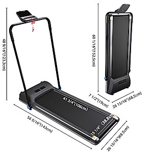 AW Folding Treadmill with Removable Desk, Motorized Running Walking Jogging Fitness Treadmills with Lift Table for Home Office Exercise Apartment/Basement Workout, Black