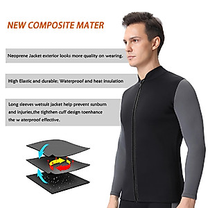 REALON Wetsuits Top Jacket Women Men 2mm Neoprene Long Sleeve Shirt 3mm Front Zipper Vest Wet Suit Keep Warm for Adult Youth Kids Diving Surf Swim Water Sports