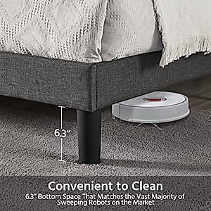 Yaheetech Upholstered Bed Frame, Platform Bed Frame with Adjustable Headboard, Mattress Foundation, Strong Wooden Slats Support, No Box Spring Needed, Dark Grey, Full