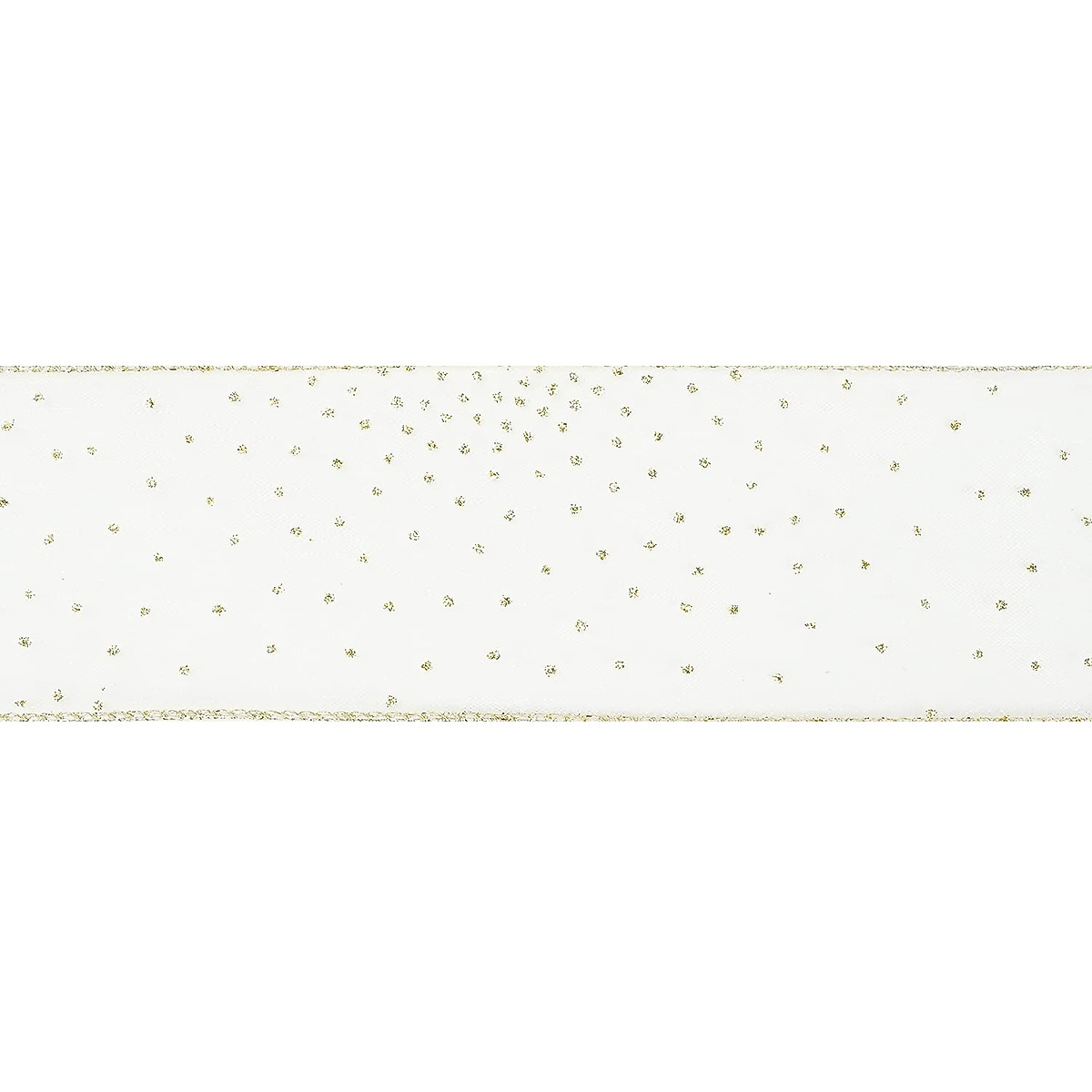 MEEDEE White Gold Wired Ribbon - 2.5 Inch Glitter Polka Dot Christmas Ribbon, 25 Yards for Tree, Wreath, Bow Making